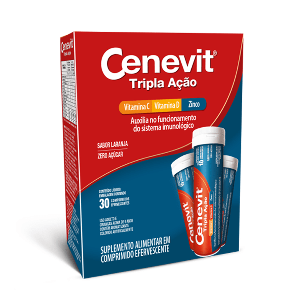Suplemento Alimentar Cenevit Tripla Ação Vitamina C + D + Zinco 30 ...
