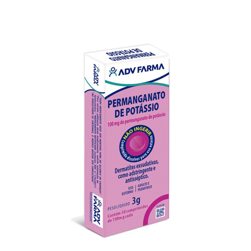 Permanganato De Potássio 100mg ADV Farma 30 Comprimidos Para Uso ...