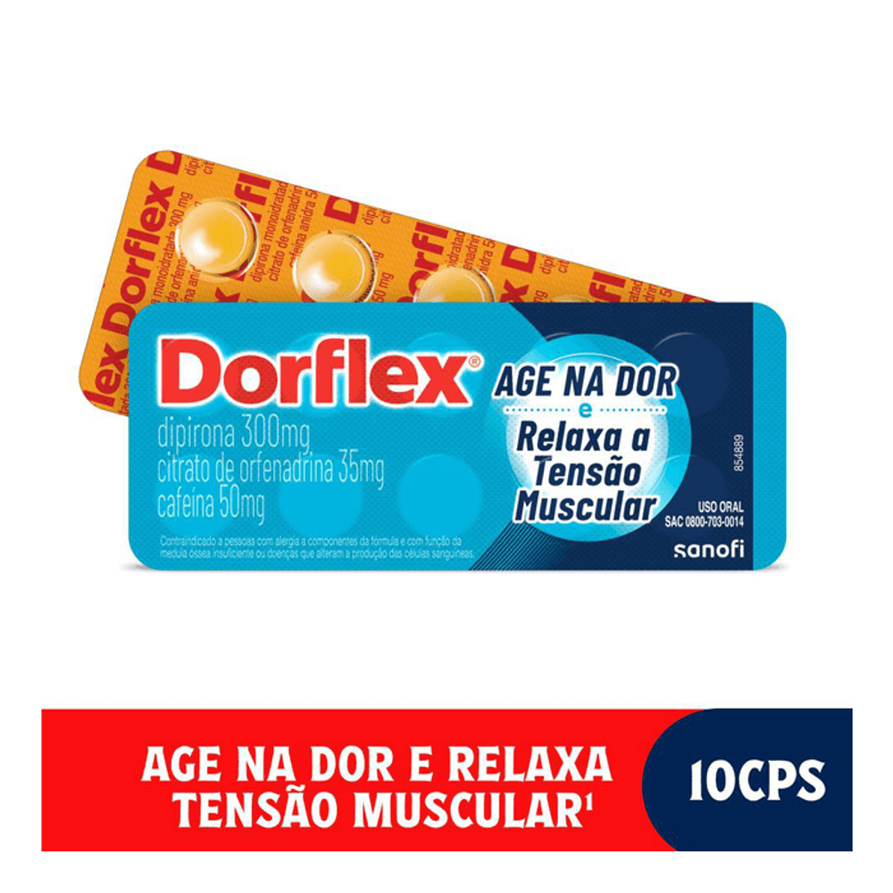 Relaxante Muscular, Analgésico e Antitérmico Dorflex 300mg + 35mg + 50mg 10 Comprimidos ...