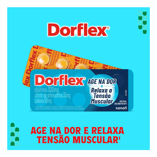 Relaxante Muscular, Analgésico e Antitérmico Dorflex 300mg + 35mg + 50mg 10 Comprimidos ...