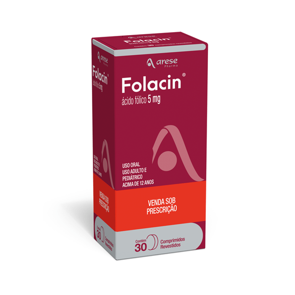 Folacin Ácido Fólico 5mg 30 Comprimidos Revestidos - Drogarias Pacheco