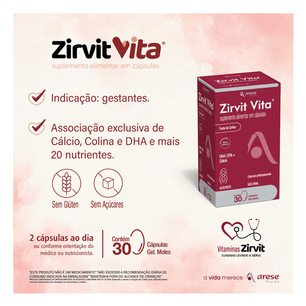 Zirvit Vita Arese 30 Cápsulas - Drogarias Pacheco