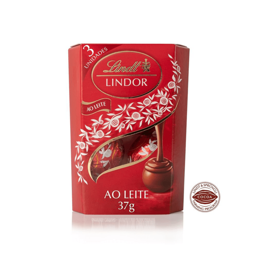 Caixa de Bombons Chocolate Lindt Lindor Ao Leite 37g Com 3 unidades ...