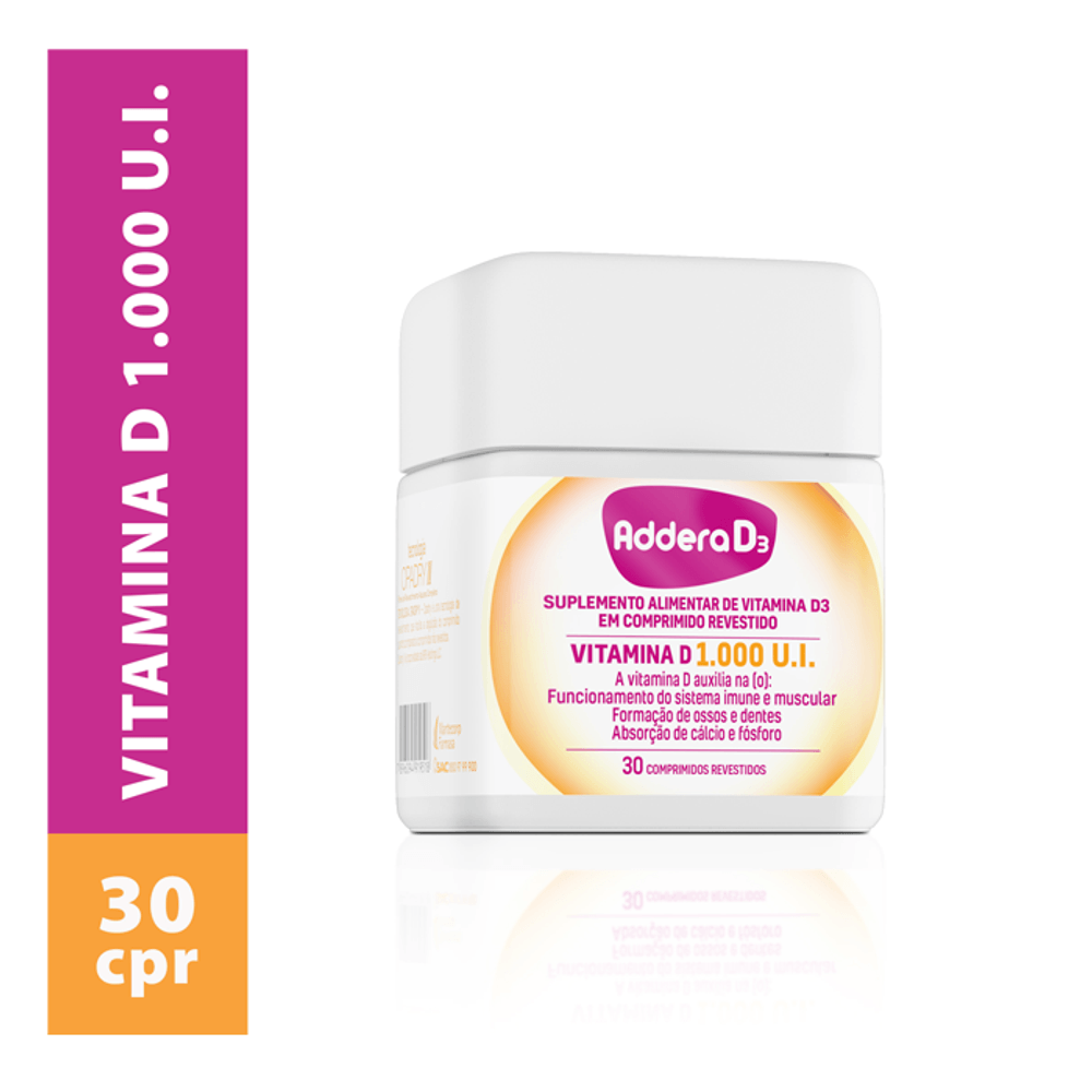 Vitamina D Addera D3 1.000UI 30 Comprimidos - Drogarias Pacheco
