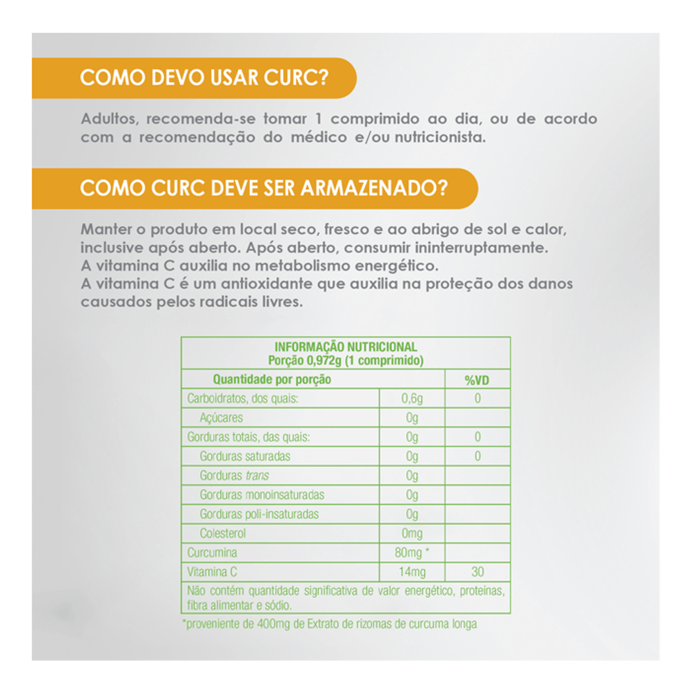 Suplemento Alimentar Mantecorp Curc 60 Comprimidos - Drogarias Pacheco