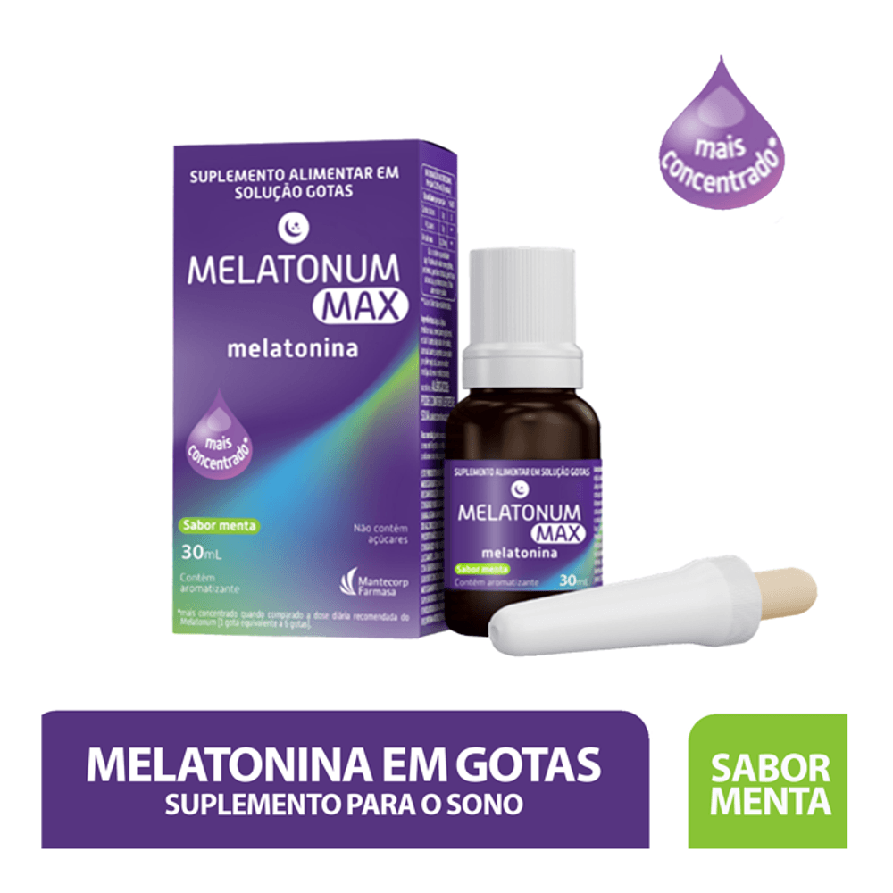 Melatonina Menta Melatonum Max 30ml Solução Gotas - Drogarias Pacheco