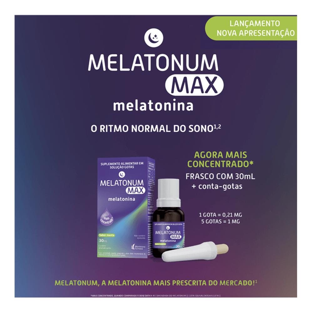 Melatonina Menta Melatonum Max 30ml Solução Gotas - Drogarias Pacheco