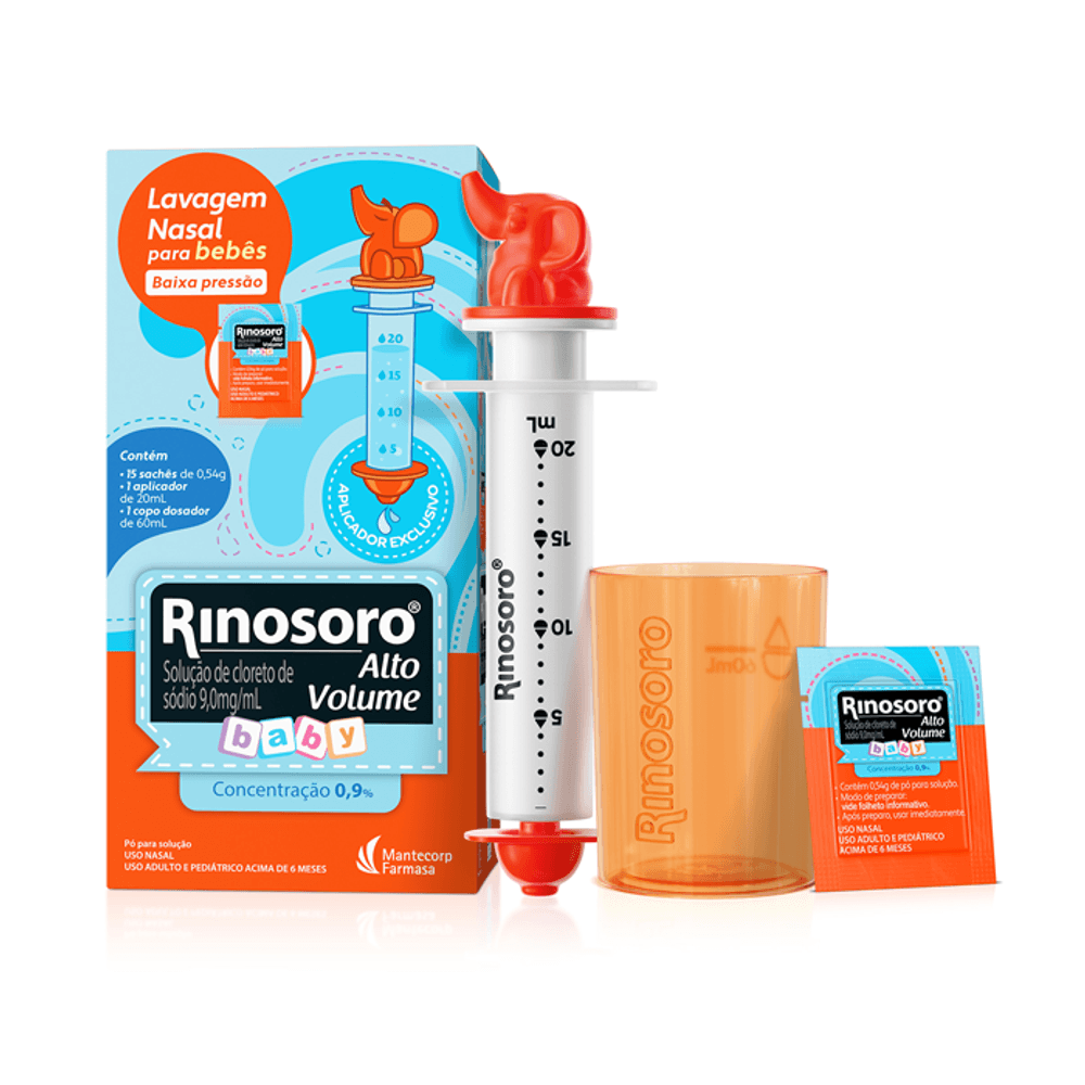 Lavagem Nasal Rinosoro Alto Volume Baby 15 Sachês Pó para Solução ...