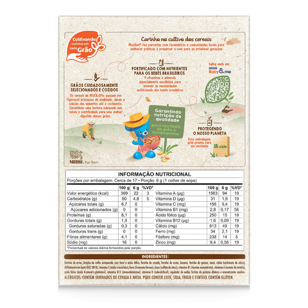 Cereal Infantil Mucilon Seleção Da Natureza Cereais, Banana E Maça 100g ...