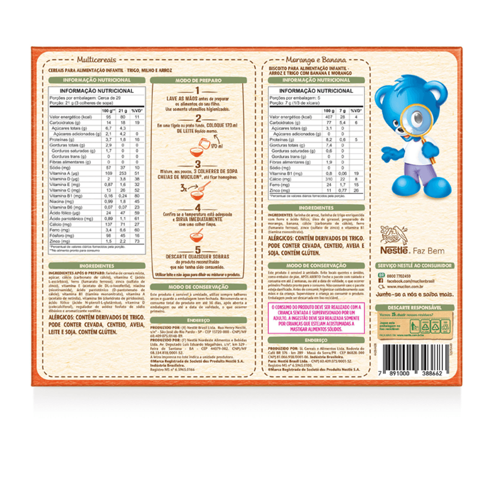 Cereal Infantil Mucilon Multicereais 600g + Snack Primeiro Lanchinho ...