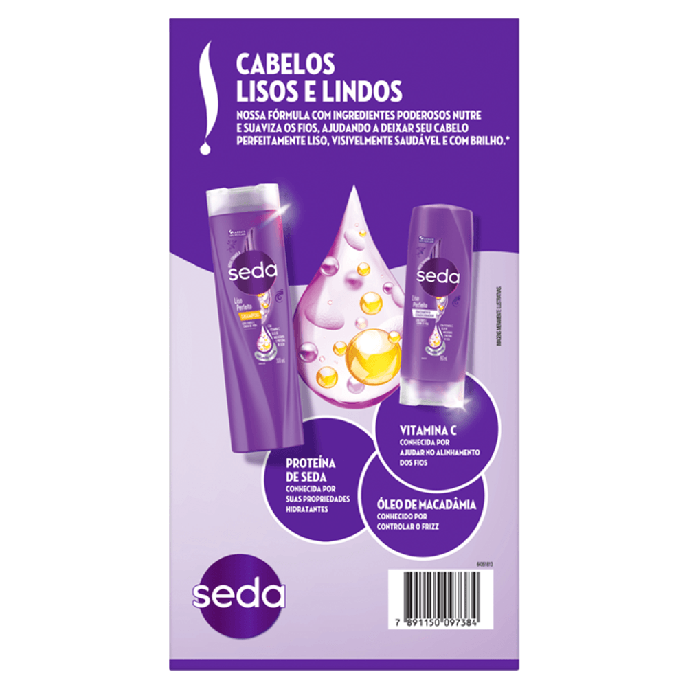 Kit Seda Liso Perfeito Shampoo 300ml + Condicionador 190ml - Drogarias ...