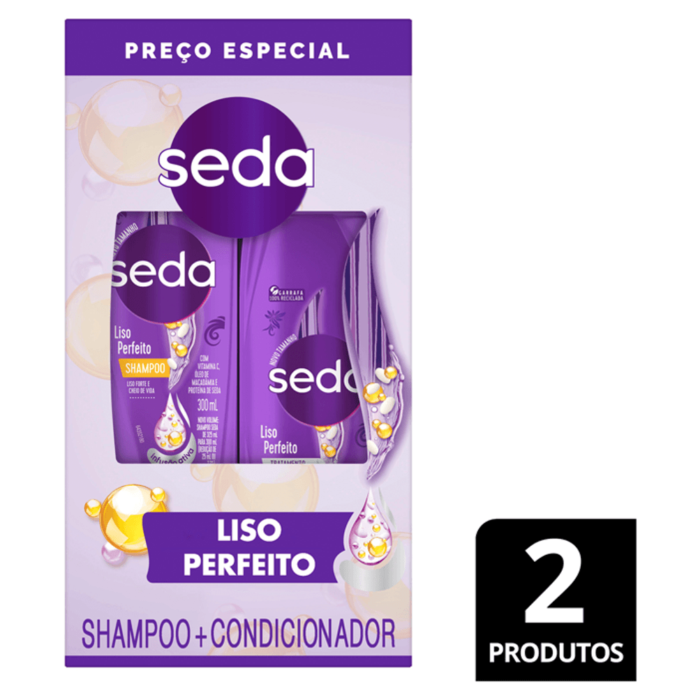 Kit Seda Liso Perfeito Shampoo 300ml + Condicionador 190ml - Drogarias ...