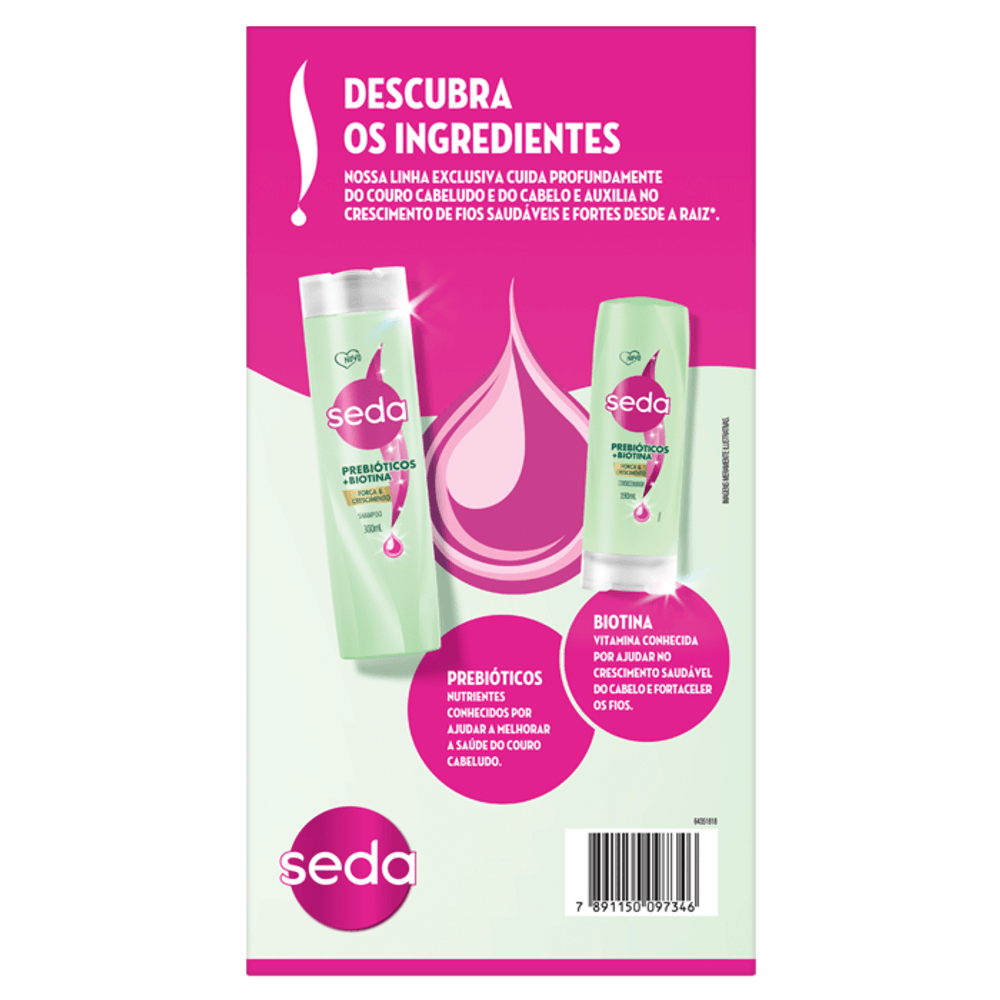 Kit Seda Prebióticos + Biotina Shampoo 300ml + Condicionador 190ml ...
