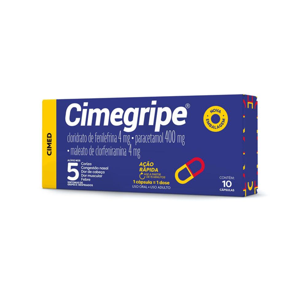 Cimegripe 400mg + 4mg + 4mg 10 Cápsulas - Drogarias Pacheco