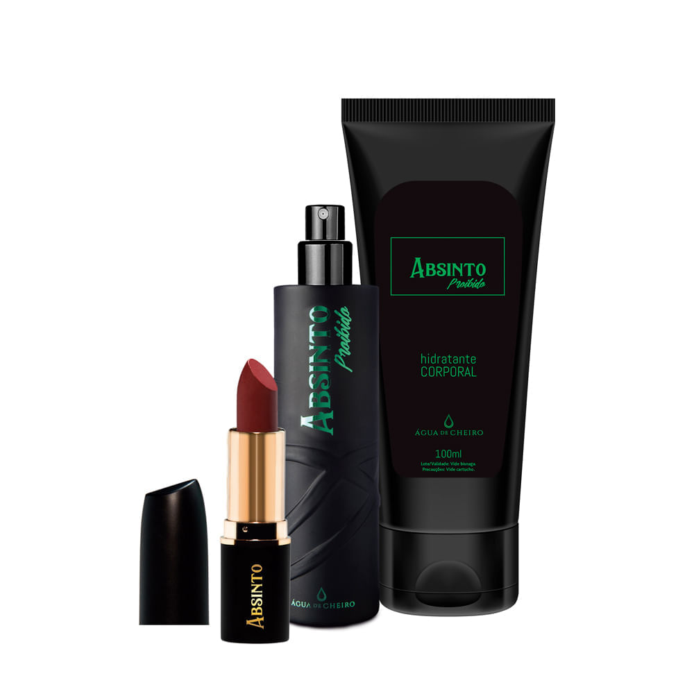 Kit Absinto Proibido Shot Deo Col + Hidratante e Batom - Drogarias Pacheco