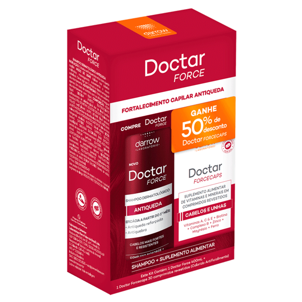 Kit Darrow Doctar Force Shampoo Antiqueda 400ml + Suplemento Alimentar ...
