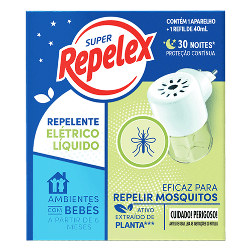 Kit Repelex Aparelho Elétrico + Refil Repelente Líquido 30 Noites 40ml ...