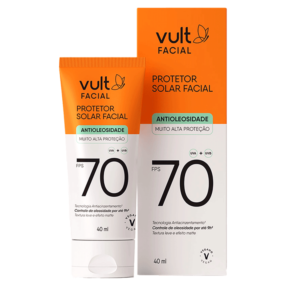 Protetor Solar Facial Vult FPS 70 Antioleosidade 40ml - Drogarias Pacheco