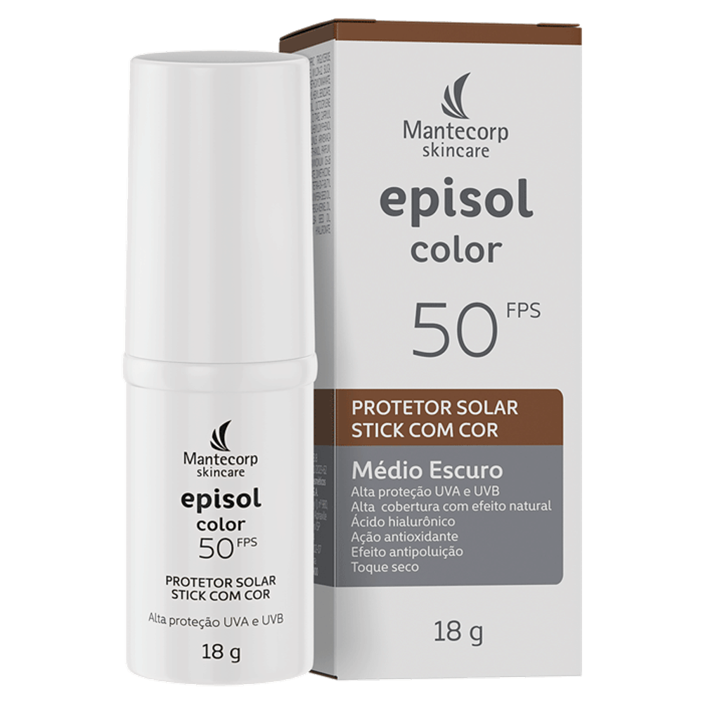 Protetor Solar Facial Episol FPS 50 Color Médio Escuro 18g Stick ...
