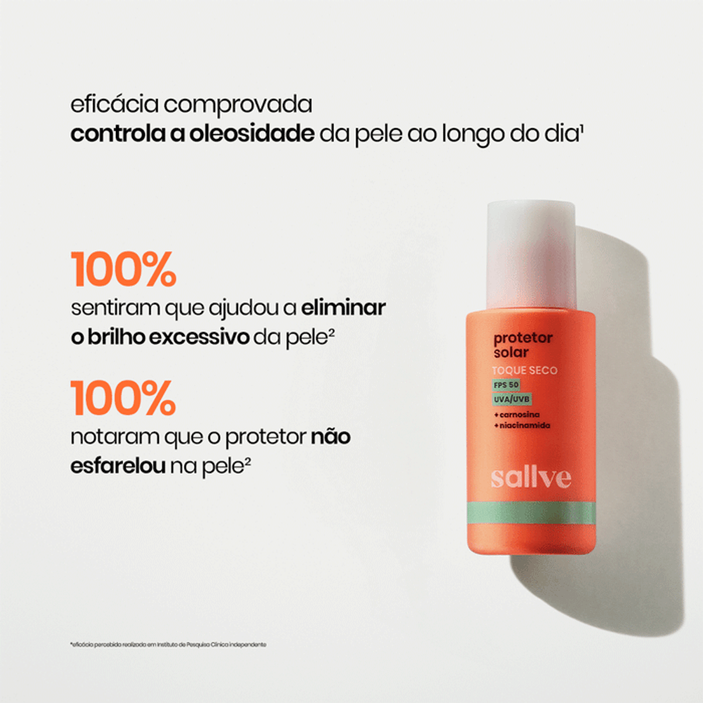 Protetor Solar Facial Sallve FPS 50 Toque Seco Carnosina e Niacinamida ...