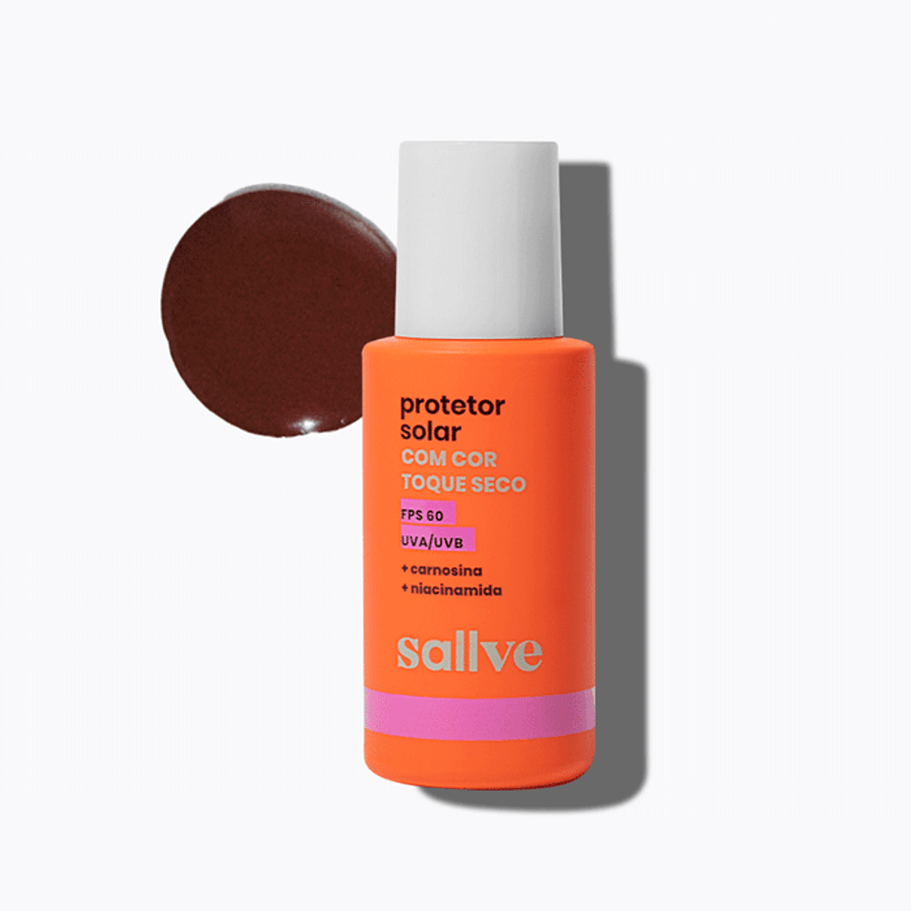 Protetor Solar Facial Sallve Toque Seco FPS60 Com Cor 100 40g - Drogarias Pacheco