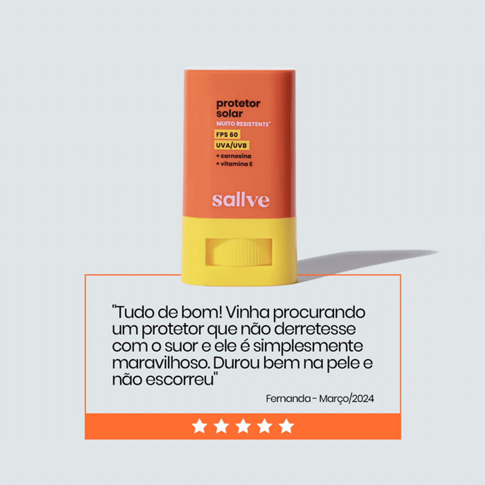 Protetor Solar Facial Sallve FPS 60 Super Resistente 15g Stick ...