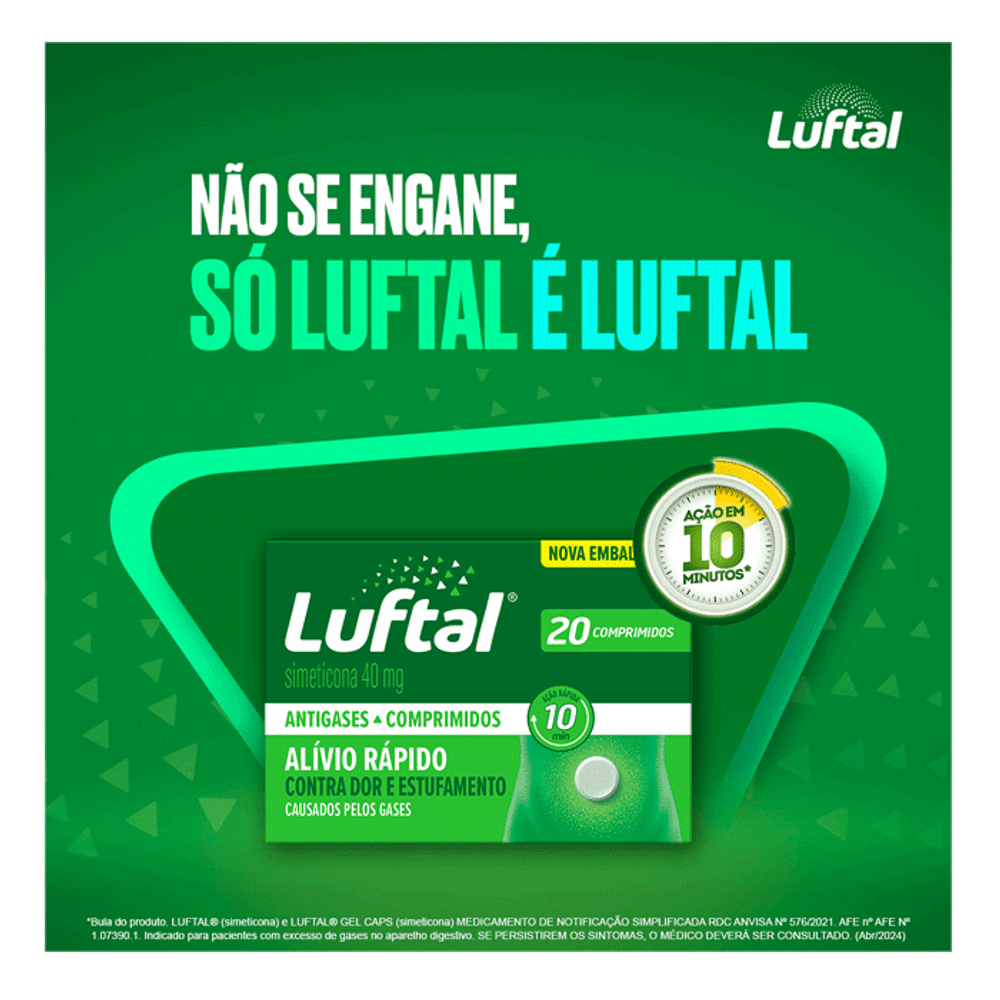 Antigases Luftal 40mg Simeticona 20 Comprimidos - Drogarias Pacheco