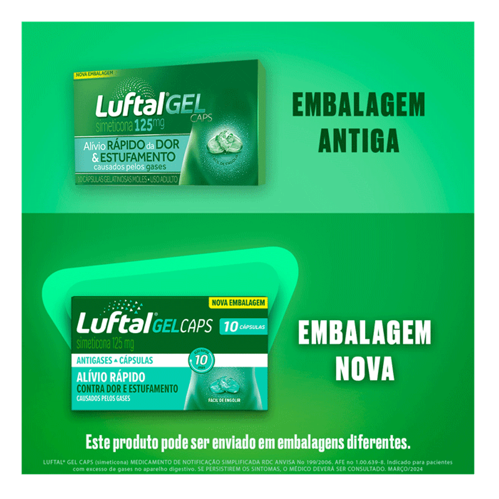 Antigases Luftal Gel Caps 125mg Simeticona 10 Cápsulas - Drogarias Pacheco