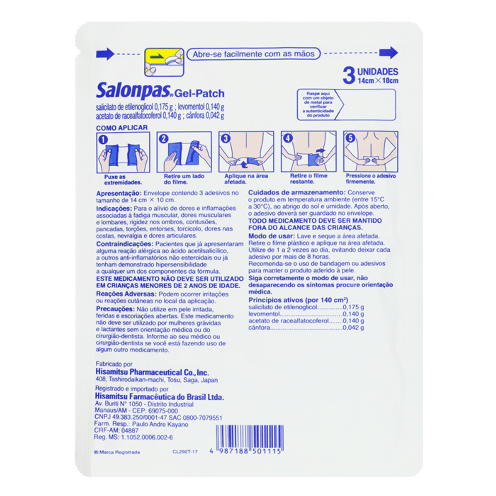 Analgésico e Anti-inflamatório Salompas Gel-Patch 3 Adesivos ...