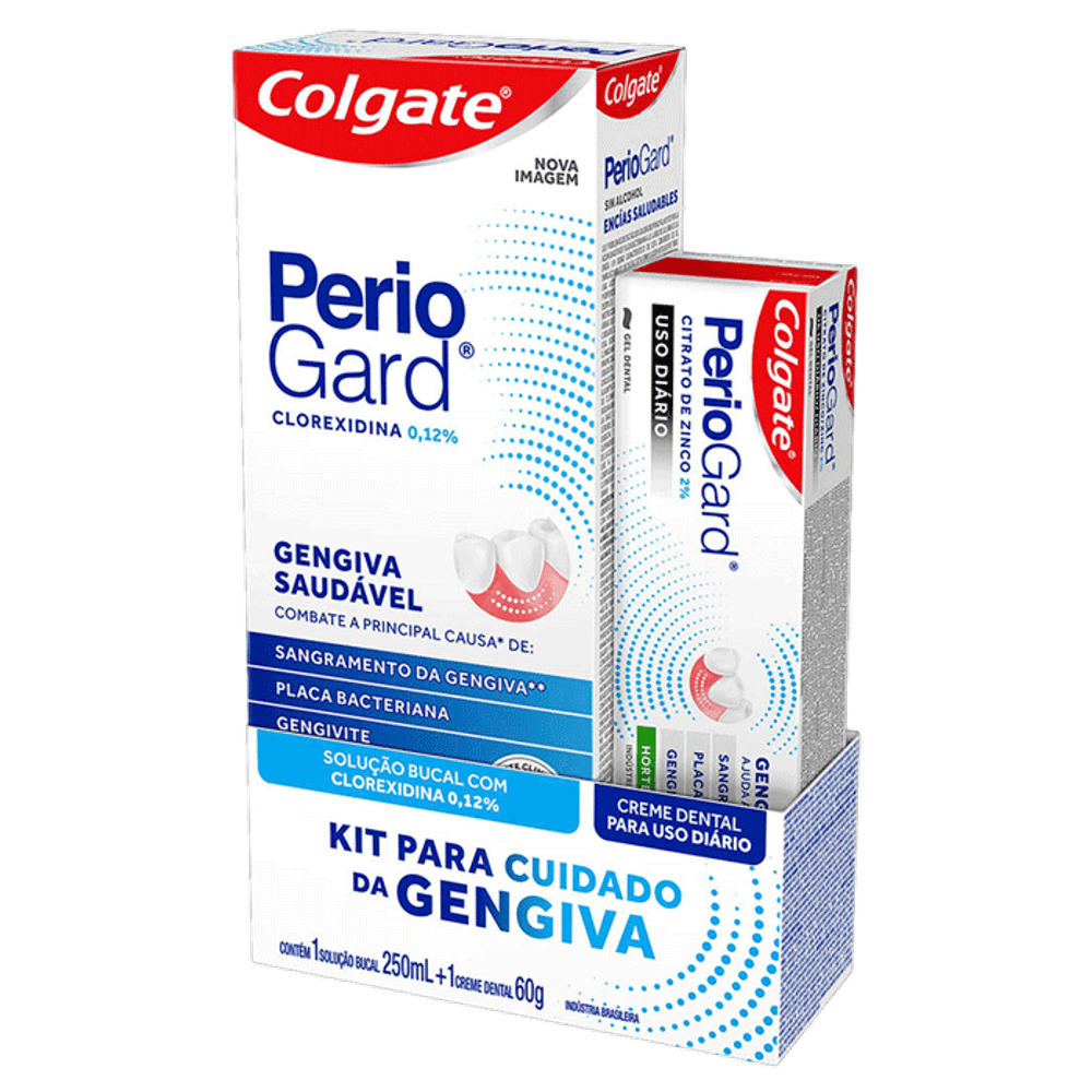 Kit Colgate PerioGard Enxaguante Bucal Zero Álcool 250ml + Pasta de ...