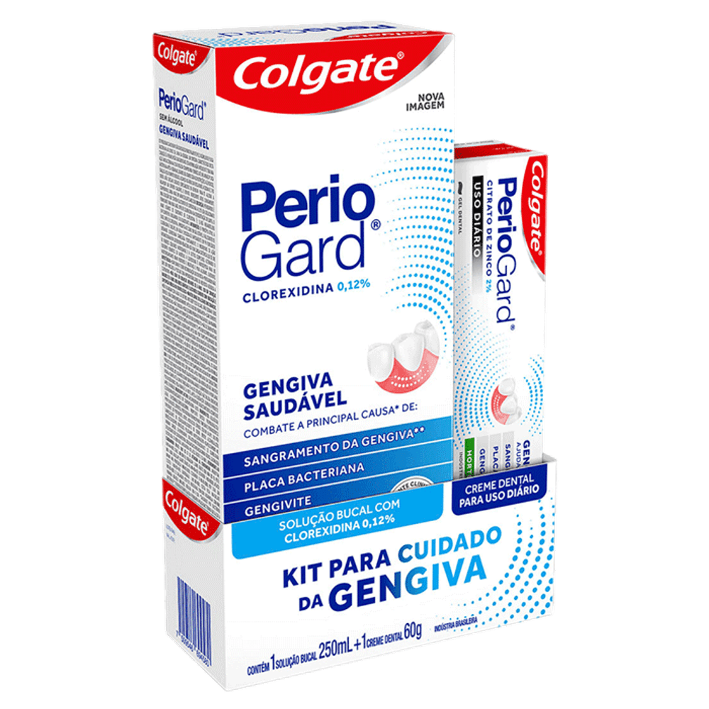 Kit Colgate PerioGard Enxaguante Bucal Zero Álcool 250ml + Pasta de ...