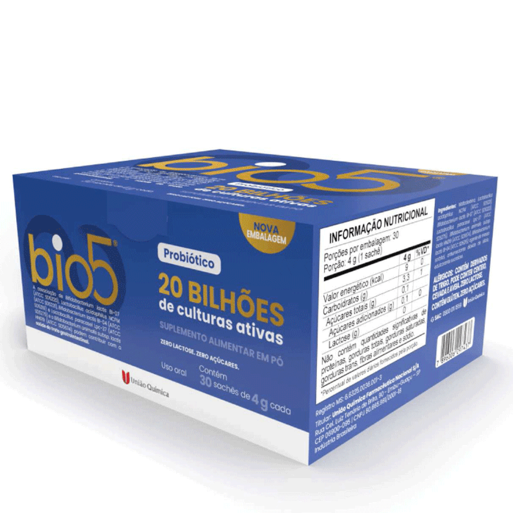 Probiótico Bio 5 Uniao Química 30 Saches de 4g - Drogarias Pacheco