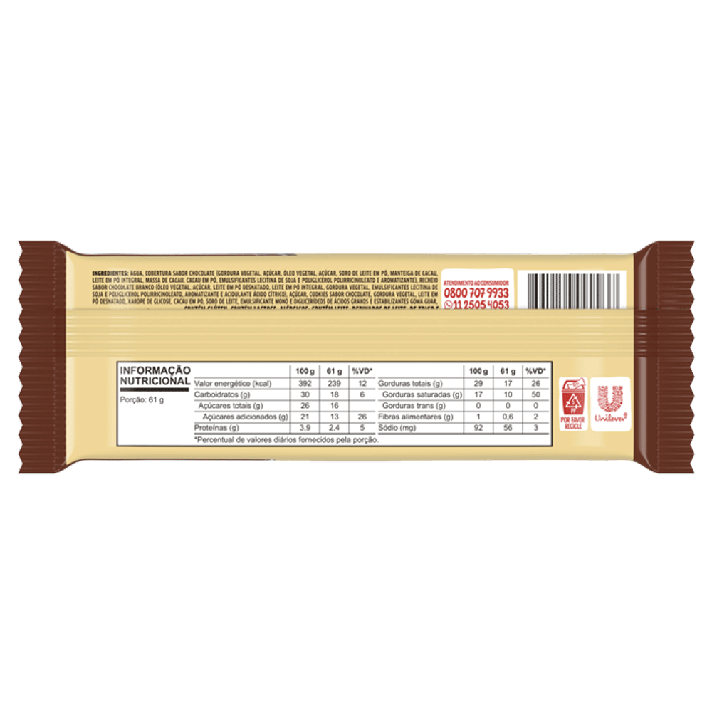 Sorvete Kibon Picolé Tablito 3 Chocolates 61g - Drogarias Pacheco