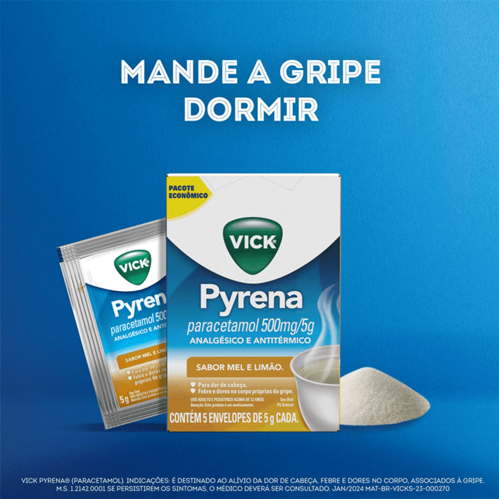 Chá para Gripe Vick Pyrena Sabor Mel e Limão 5g - Drogarias Pacheco