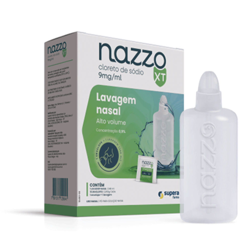 Kit Lavagem Nasal Nazzo XT 15 Sachês de 6,24g Cada + 1 Lavador Nasal 240ml - Drogarias Pacheco
