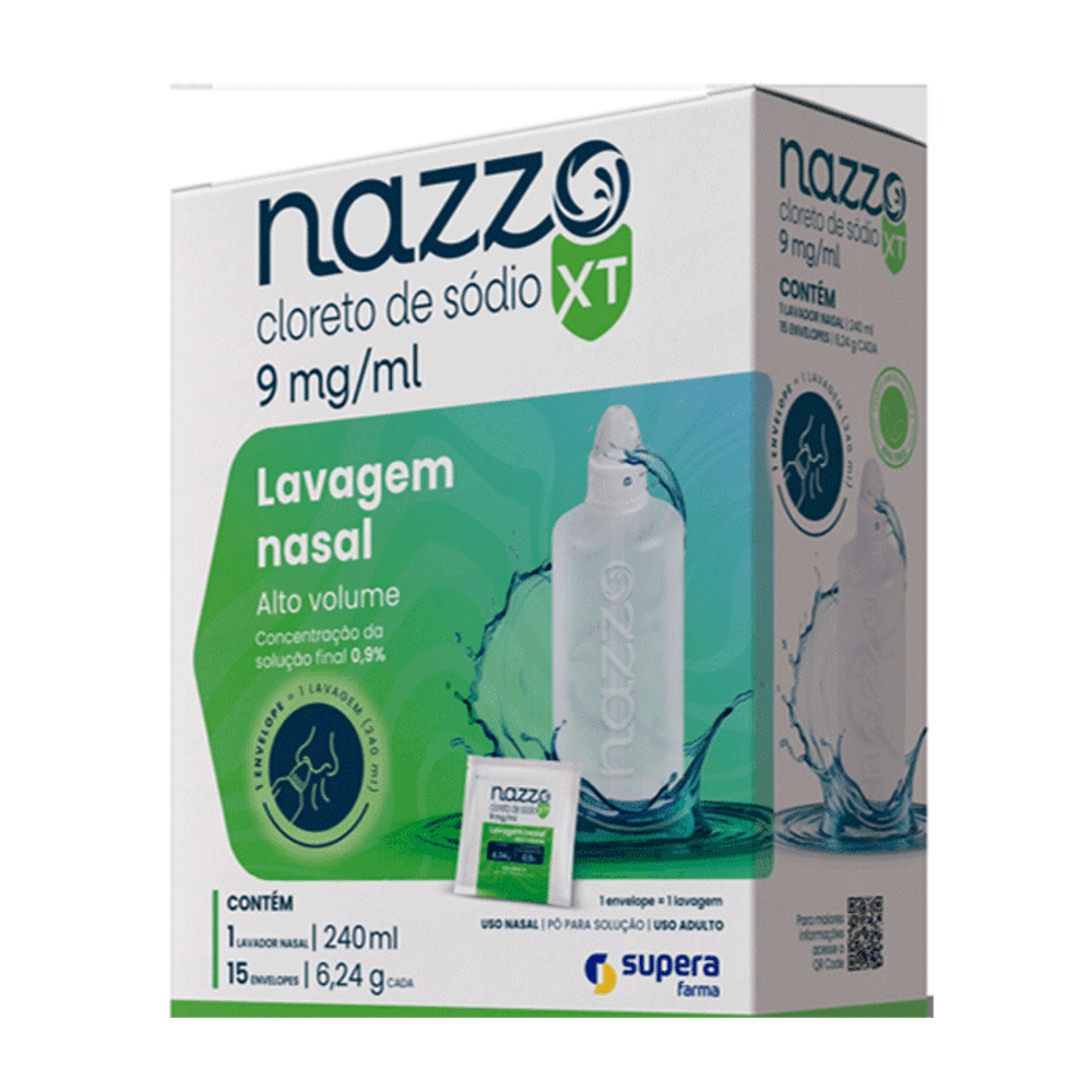 Kit Lavagem Nasal Nazzo XT 15 Sachês de 6,24g Cada + 1 Lavador Nasal ...