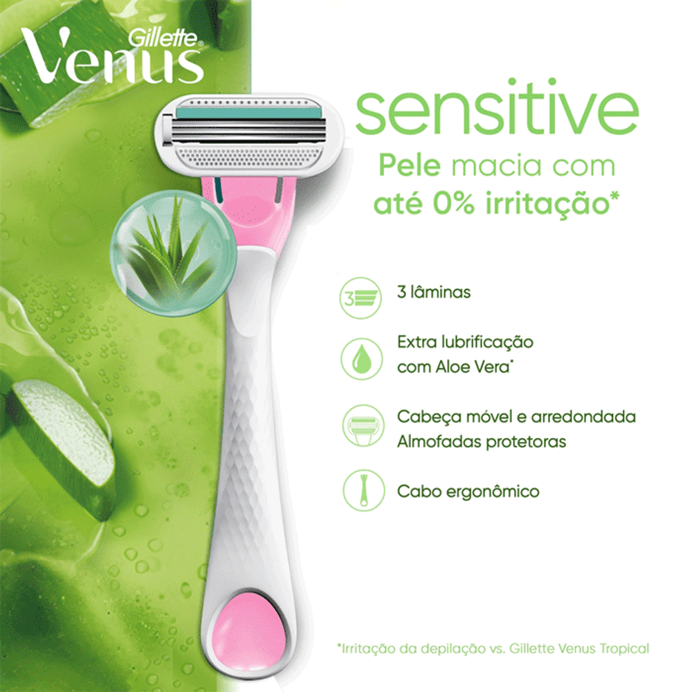 Aparelho de Depilar Gillette Venus Sensitive 2 Unidades - Drogarias Pacheco