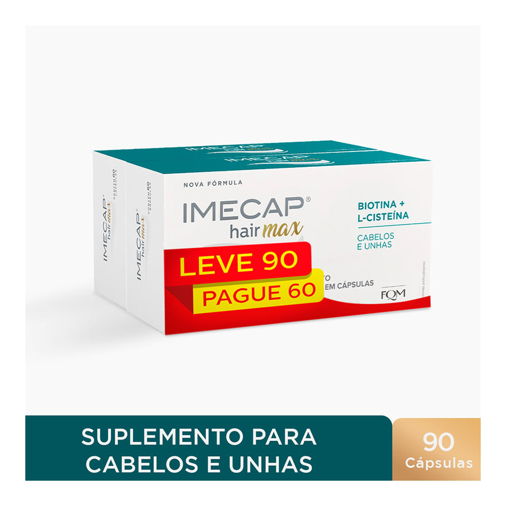Suplemento Vitamínico Imecap Hair Max Homens E Mulheres 90 Cápsulas ...