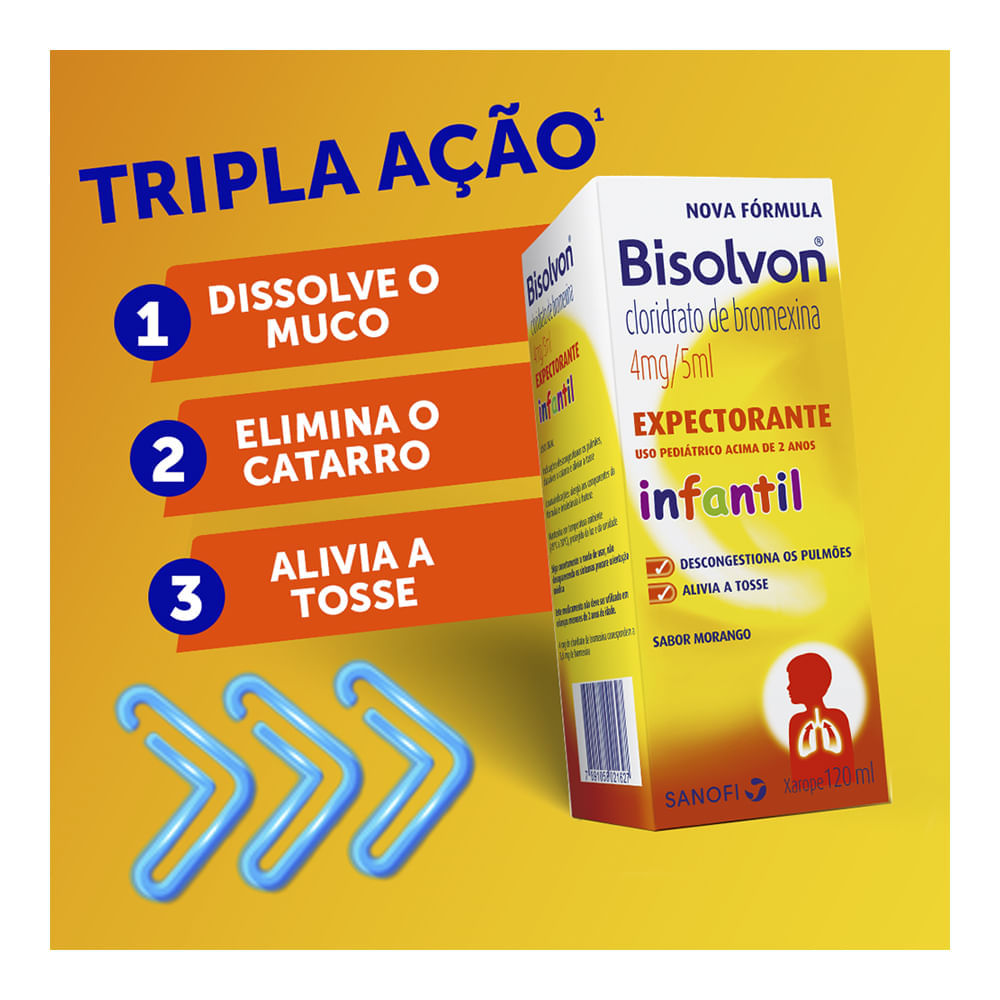 Expectorante Infantil Bisolvon Pediátrico 4mg/5ml 120ml Xarope ...