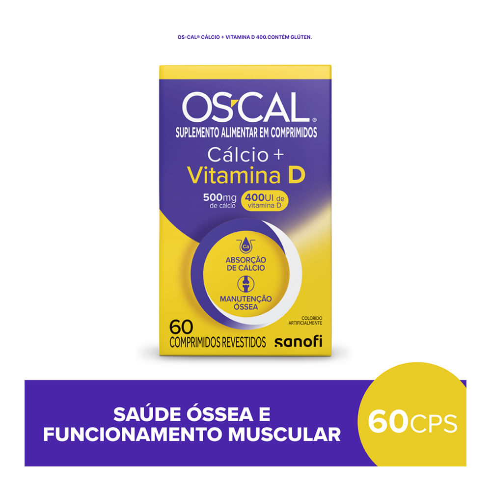 Os-Cal D Cálcio 500mg + Vitamina D 400UI 60 Comprimidos - Drogarias Pacheco