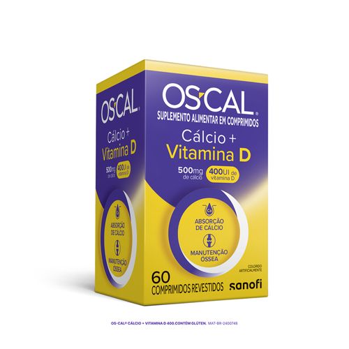 Os-Cal D Cálcio 500mg + Vitamina D 400UI 60 Comprimidos - Drogarias Pacheco