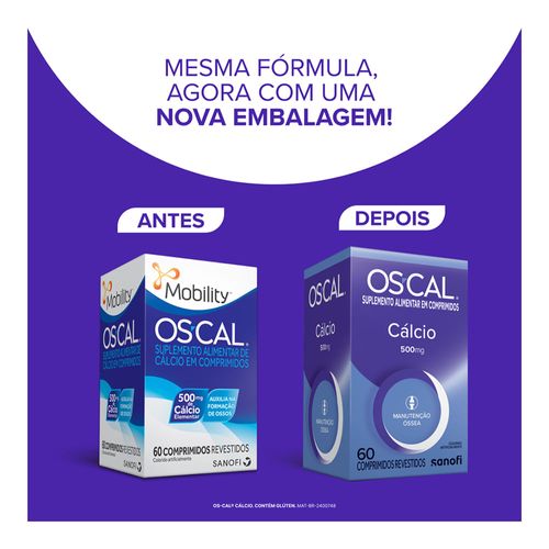 Os-Cal Cálcio 500mg 60 comprimidos revestidos - Drogarias Pacheco
