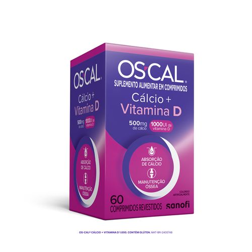 Os-Cal D Cálcio 500mg + Vitamina D 1000UI 60 comprimidos - Drogarias ...