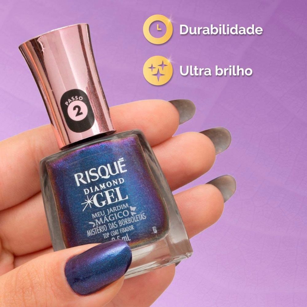 Esmalte Top Coat Risqué Diamond Gel Fixador Mistério Das Borboletas 9 ...