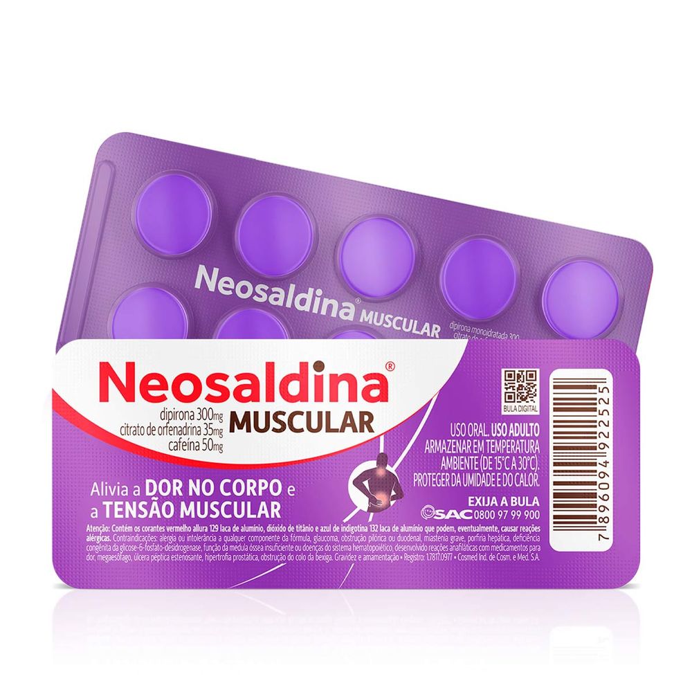 Analgésico e Relaxante Muscular Neosaldina Muscular 300mg 10 ...