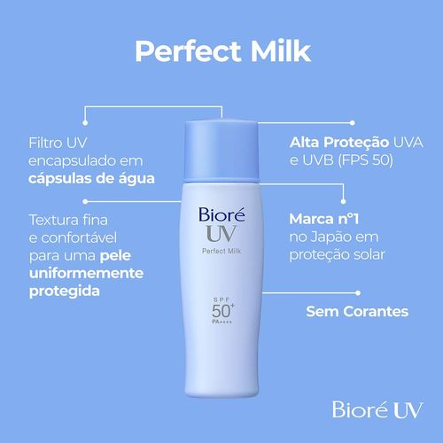Protetor Solar Facial Bioré FPS 50 UV Perfect Milk 40ml - Drogarias Pacheco