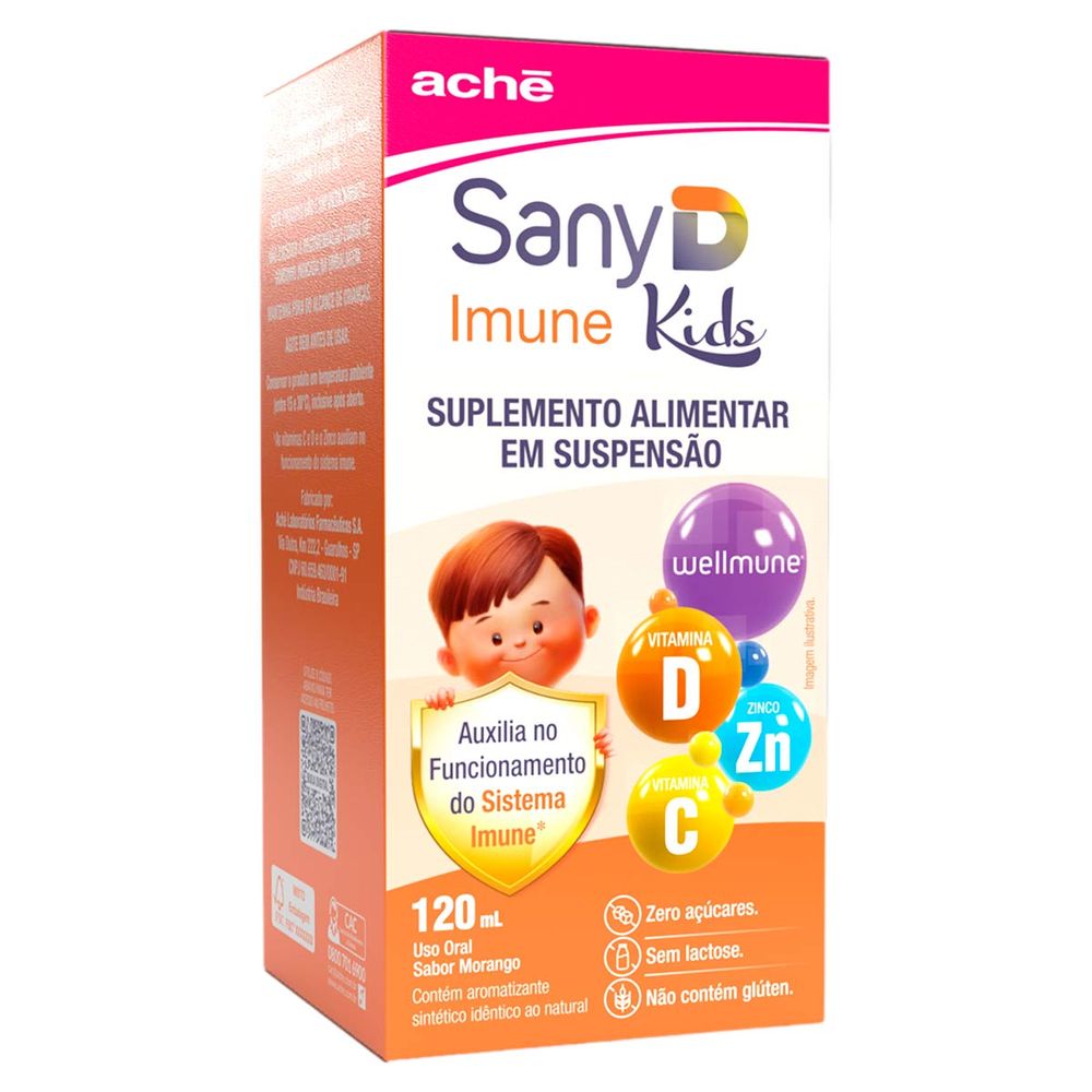 Suplemento Alimentar Sany D Imune Kids Morango 120ml Suspensão Oral ...