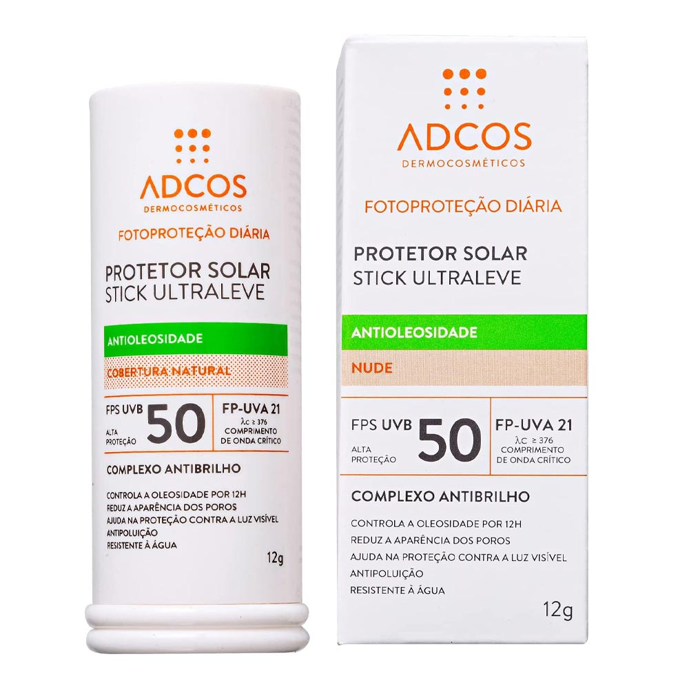 Protetor Solar Facial Adcos FPS 50 Ultra Leve Nude 15g Stick ...