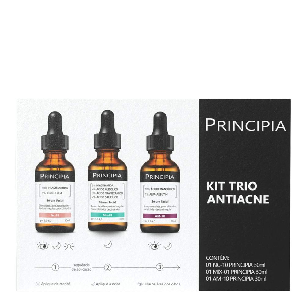 Kit Sérum Facial Principia NC-10 + MIX-01 + AM-10 Trio Antiacne 30ml ...