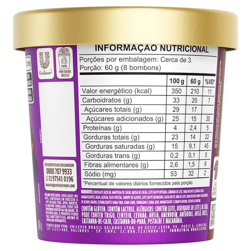 Sorvete Magnum Bombom Chocolate Bites 164g - Drogarias Pacheco